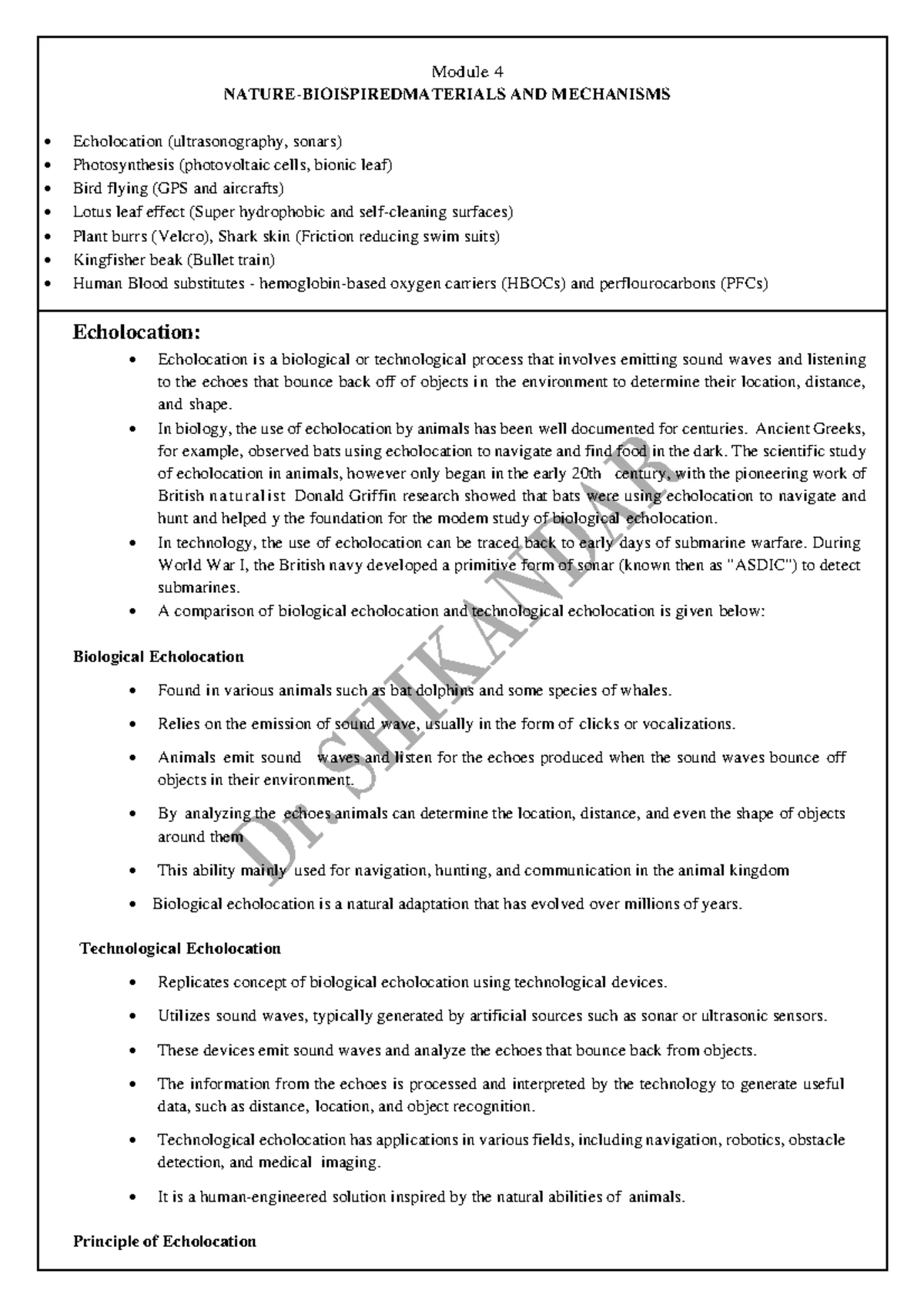 Module-4 Bioinspired Materials & Mechanisms Study Notes - Studocu