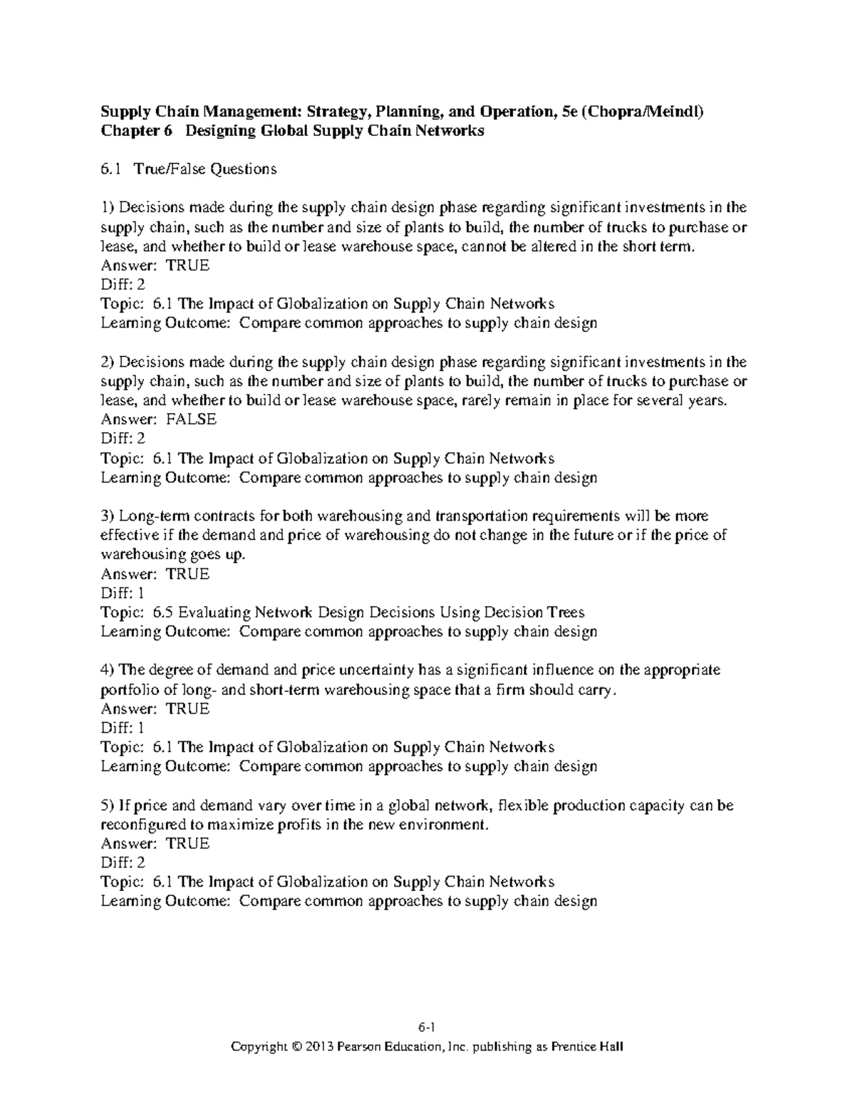 Chapter 8 Aggregate Planning in a Supply Chain - TEST BANK Review - Studocu