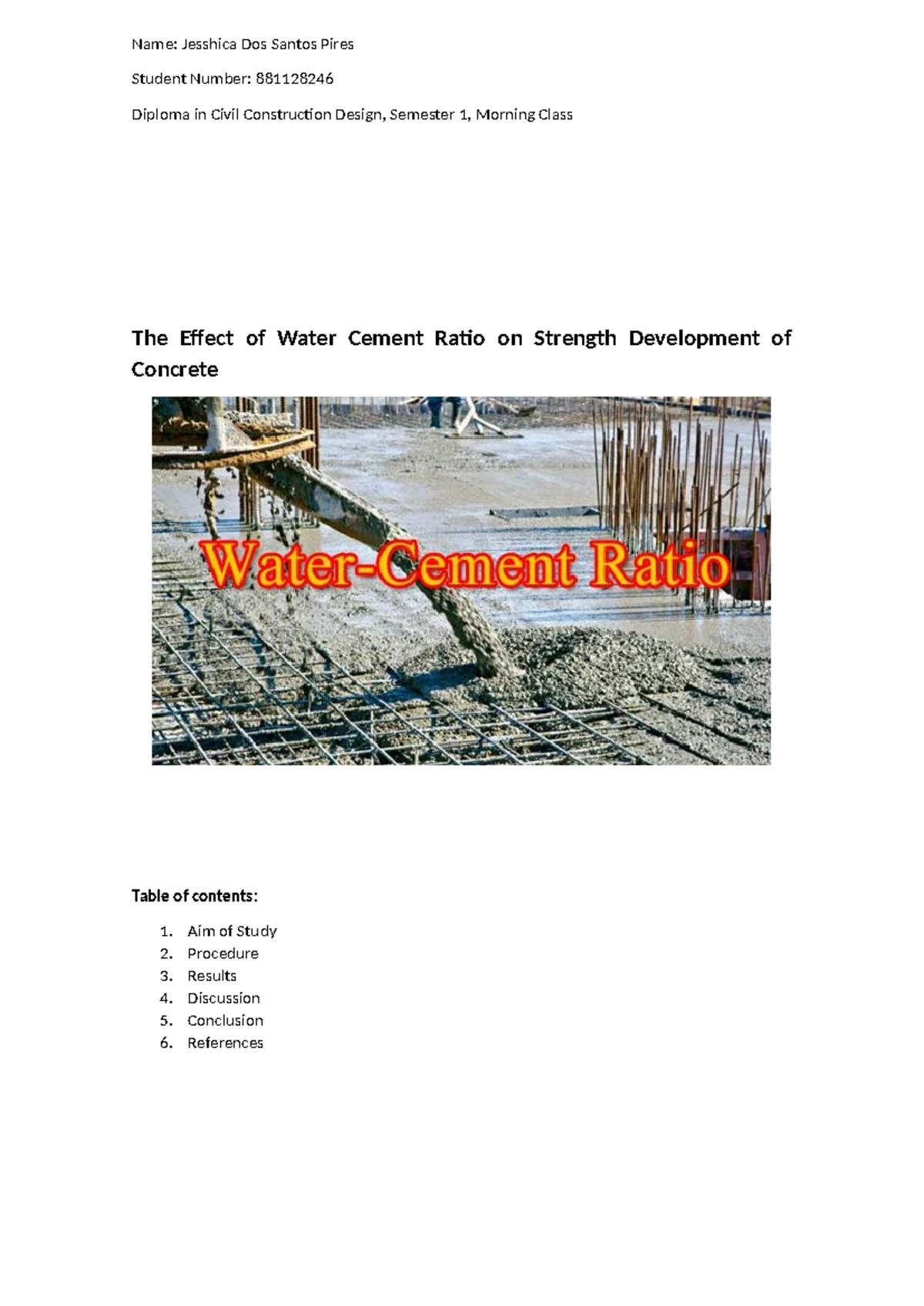 Concrete Curing Report: Effects on Strength Development (CIVIL101 ...