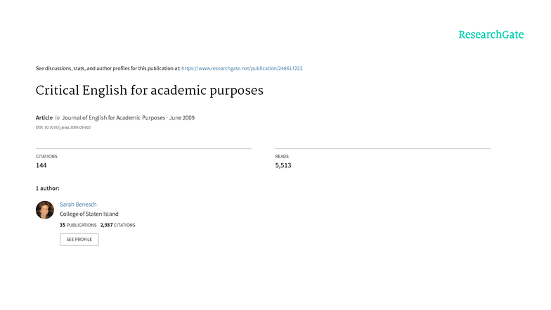 Critical English for Academic Purposes: A CEAP Perspective - Studocu