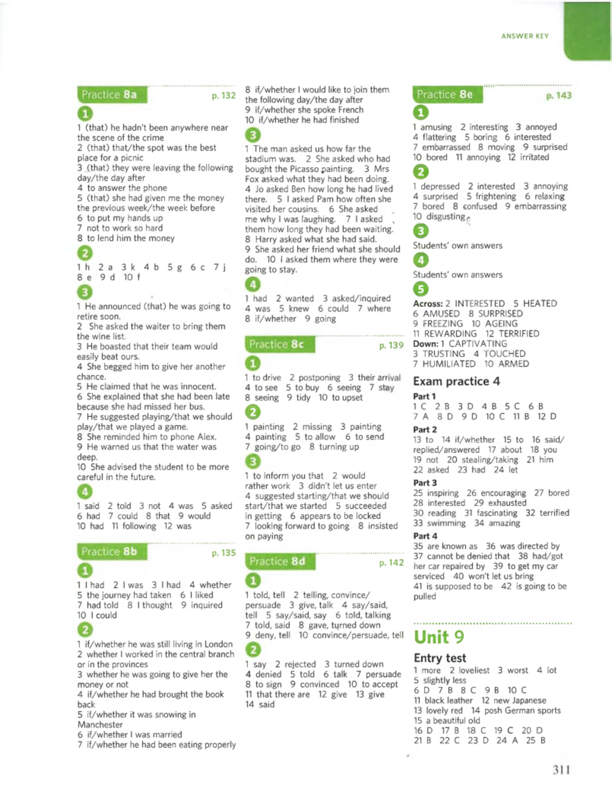 Reported Speech - Answer Key for Exercises and Practice - Studocu
