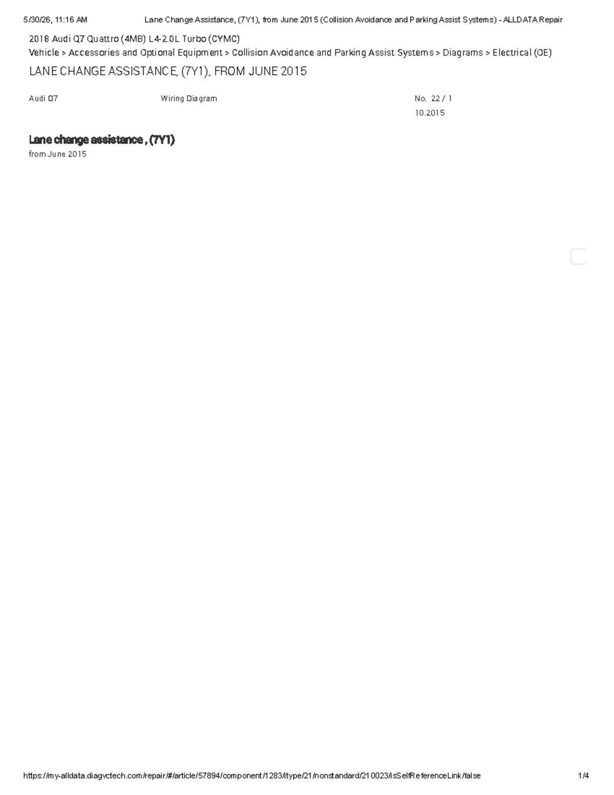 Lane Change Assistance (7Y1) Wiring Diagrams - Audi Q7 (2015) - Studocu