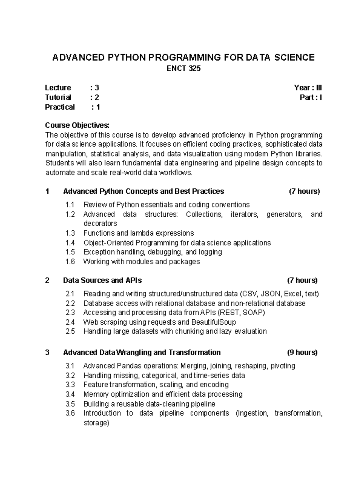 ENCT 325 Advanced Python Programming for Data Science Lecture Notes ...