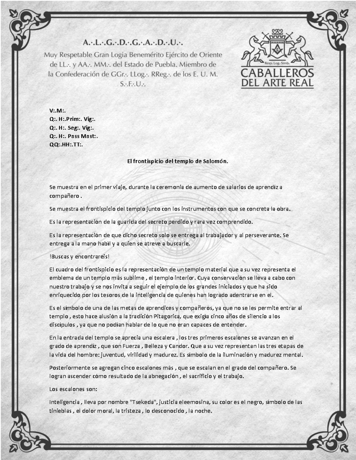 EL Frontispicio del Templo de Salomón: Significado y Simbolismo - Studocu