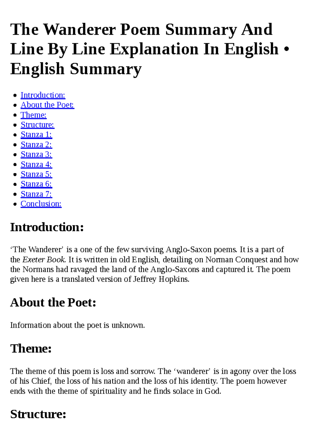 Anglo Saxon The Wanderer Summary The Wanderer The Anglo Saxons