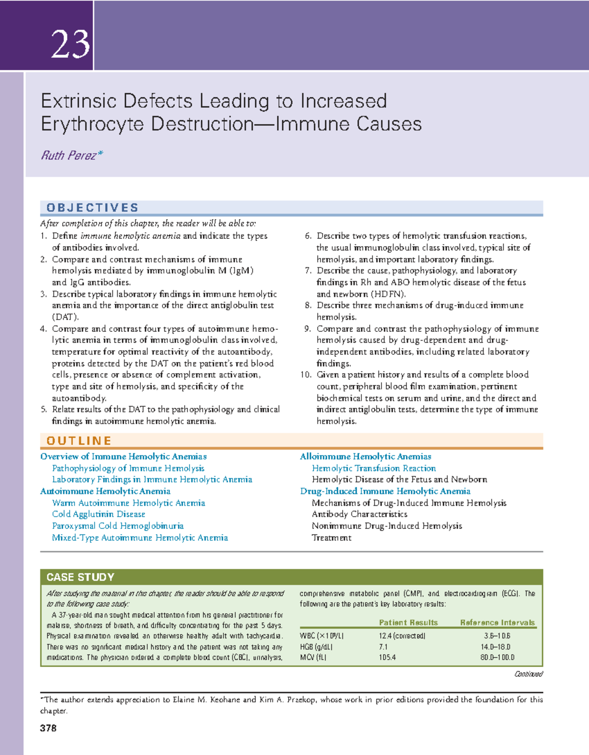 23 Immune Causes of Erythrocyte Destruction: Chapter Overview - Studocu