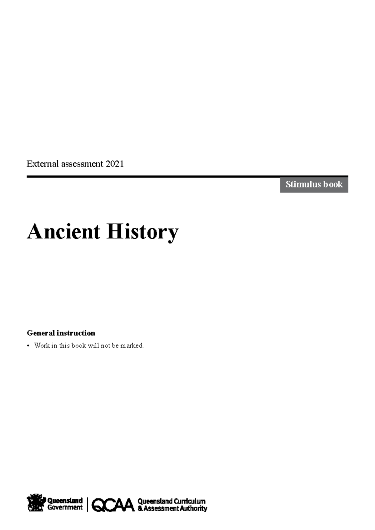 Snr Ancient History 21 EA Stimulus Book: Key Excerpts & Analysis - Studocu