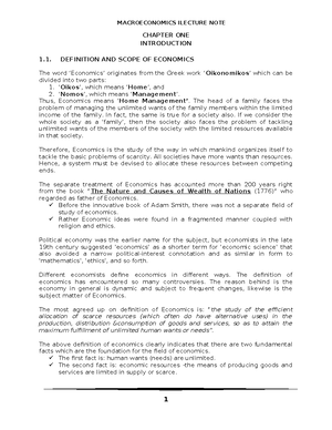 Eco chp 2 - Econometrics - Chapter Two: Simple Linear Regression Analysis with Cross-Sectional ...