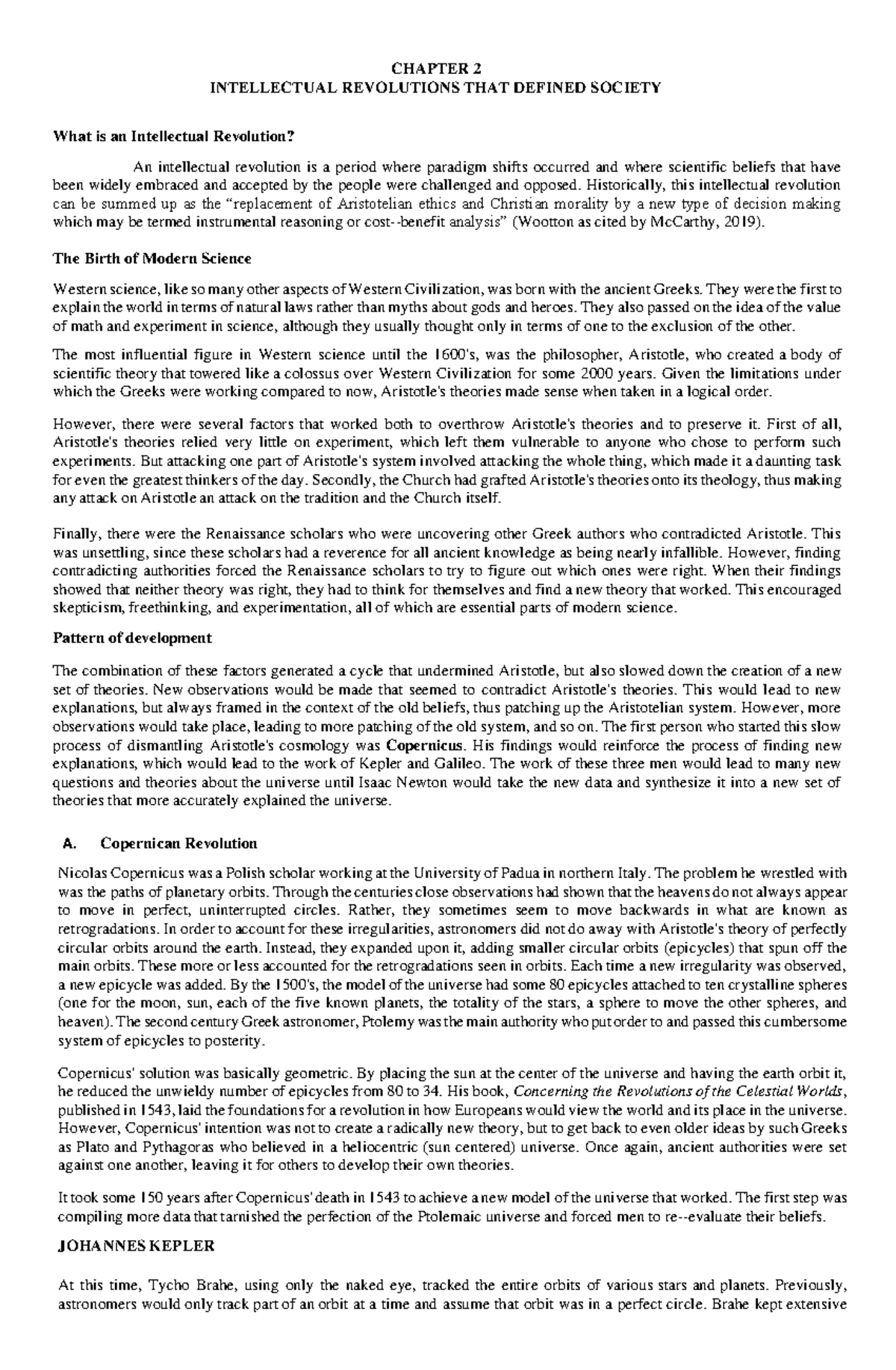 STS 2-3 Reviewer: Chapter 2 - Intellectual Revolutions in Society - Studocu