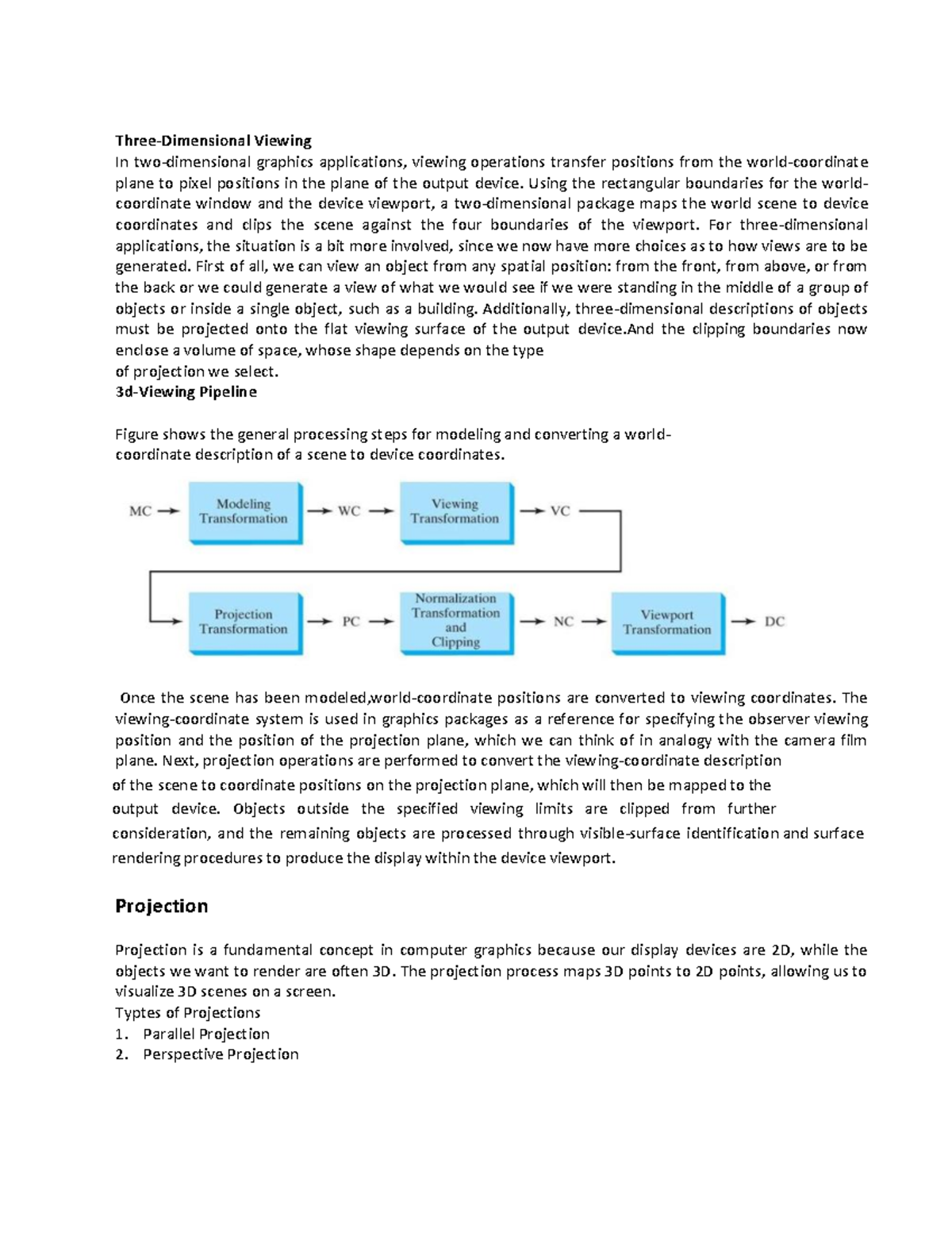 Module-3-3D Viewing Pipeline and Projections Overview - Studocu