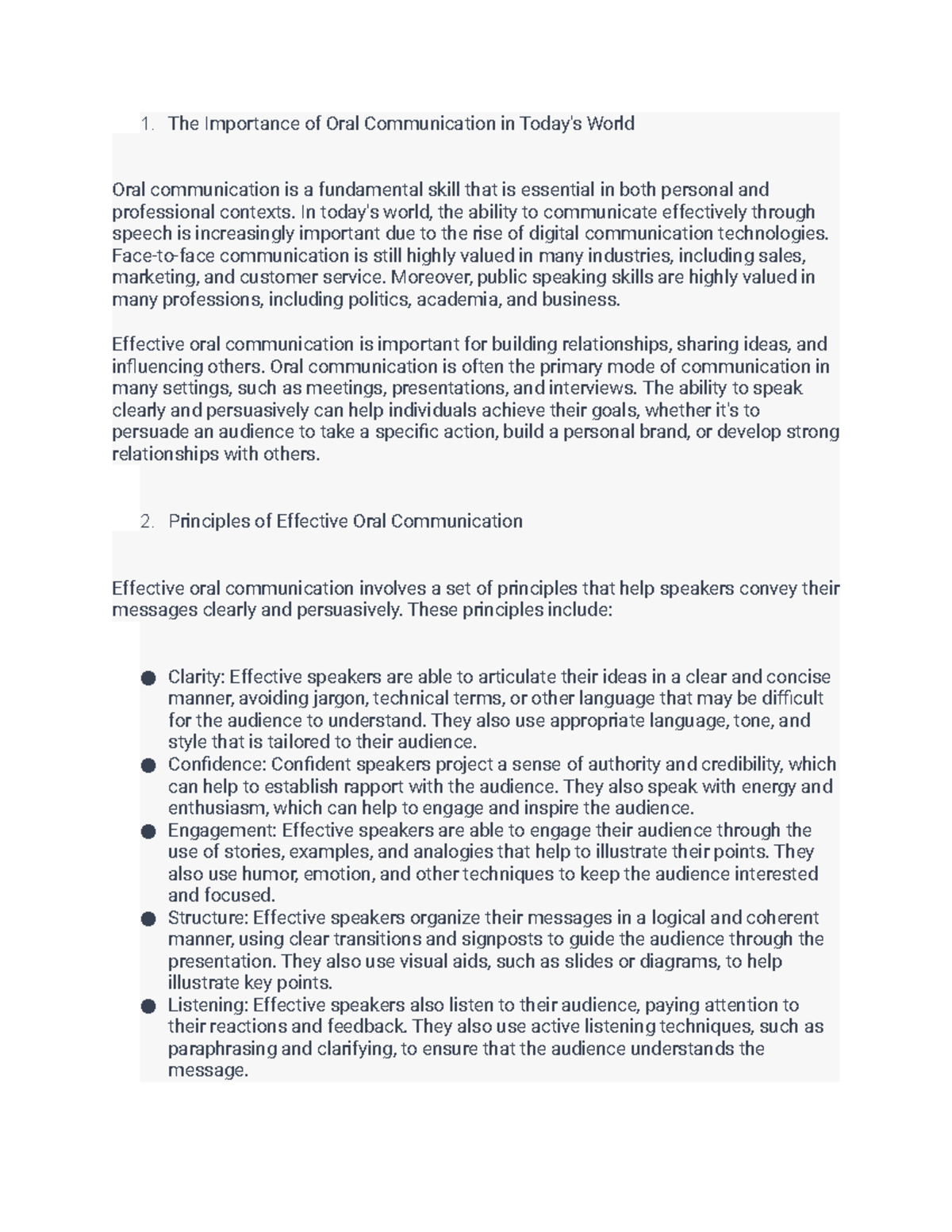 Fundamentals of Oral Communication 1-2 - The Importance of Oral ...