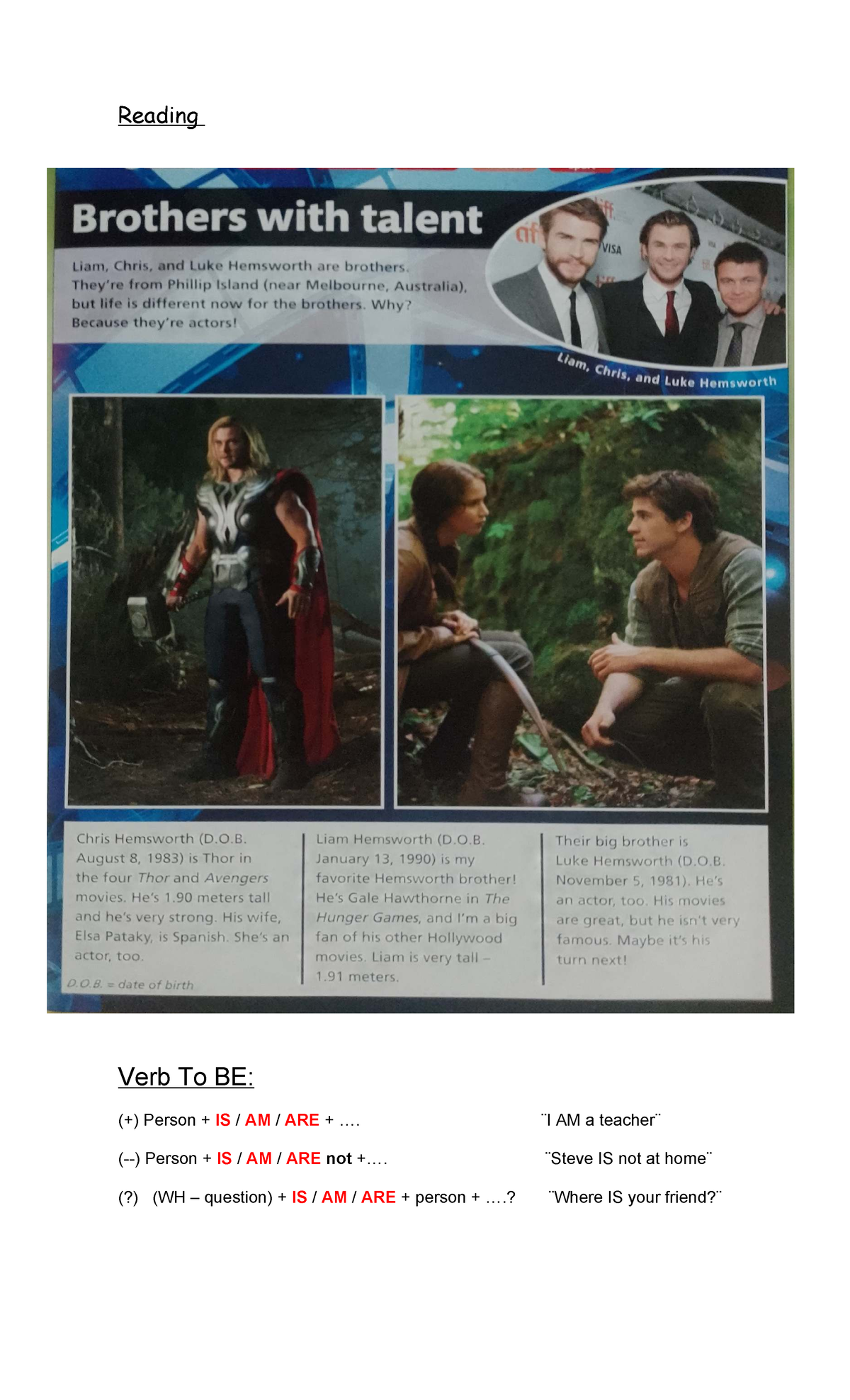 1° Verb To BE: Personal Pronouns Exercises and Practice - Studocu