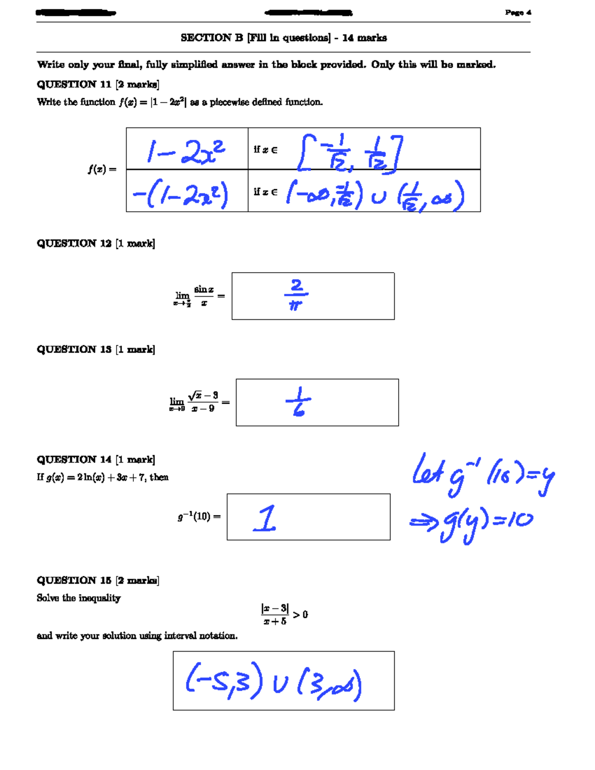 WTW 158 Semester Test 1 March: Short Questions & Memo - Studocu