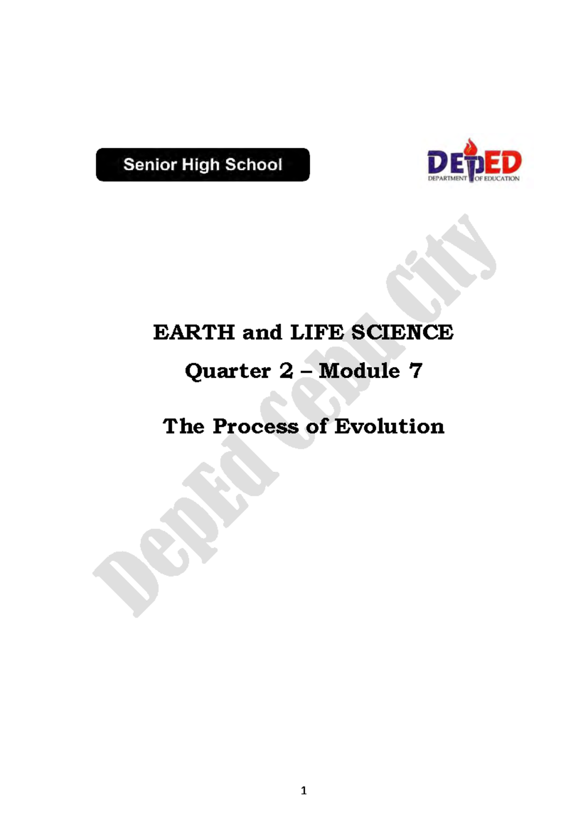 Grade 11 Earth & Life Science: Q2 Module 7 - Evolution Concepts - Studocu