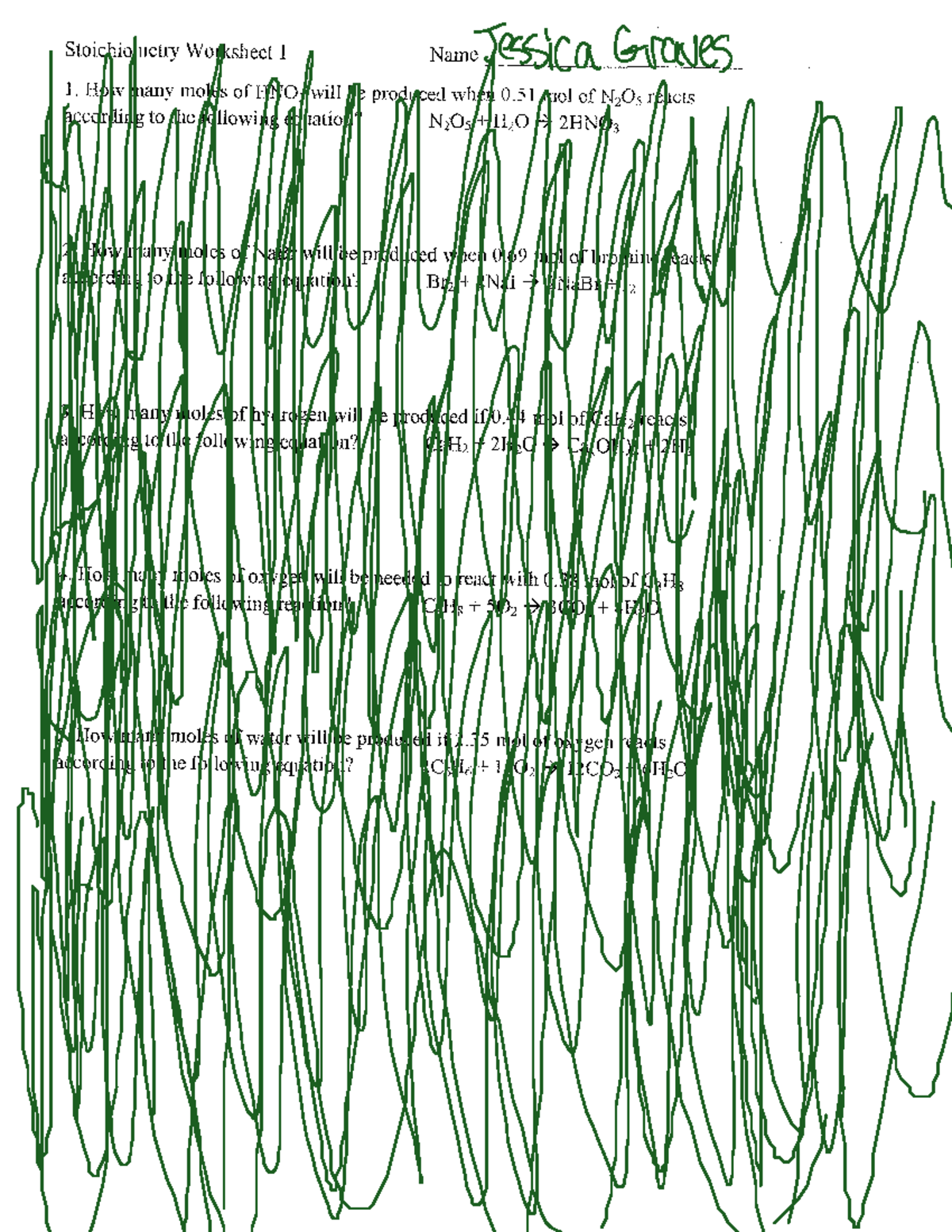 Stoichiometry Worksheet I: Moles Calculation Problems - Studocu