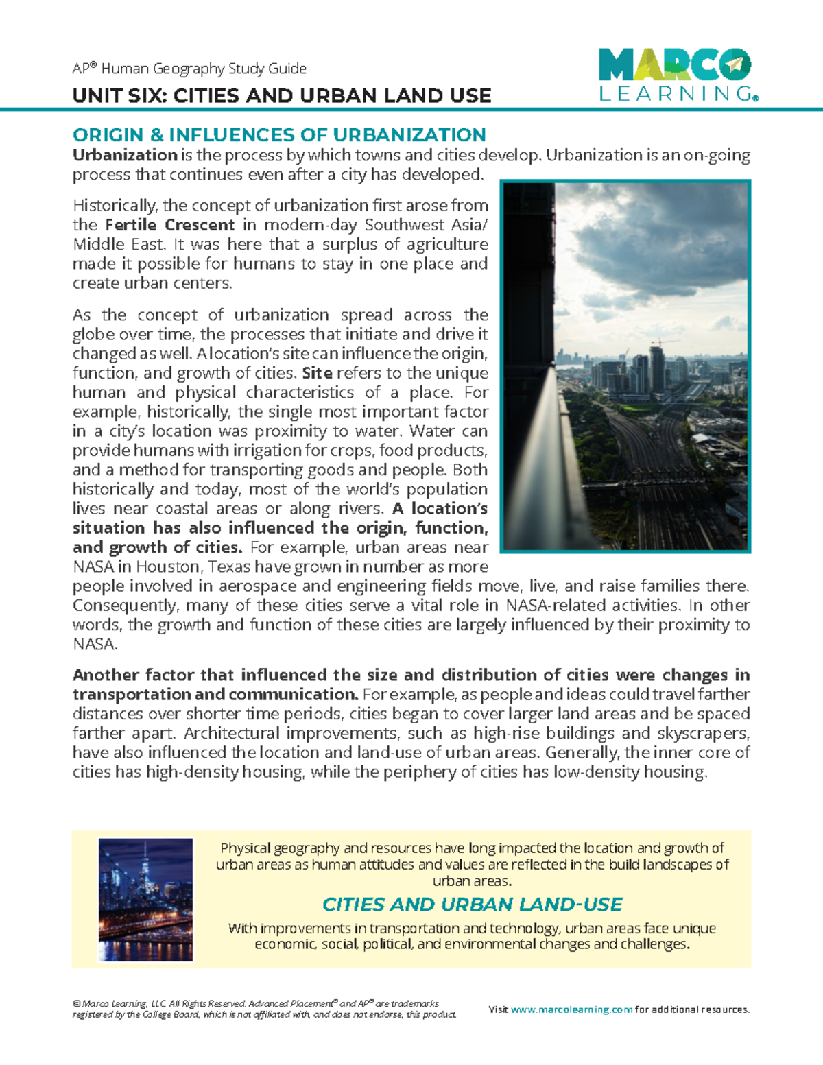 APHG Unit 6 Study Guide: Cities & Urban Land Use Concepts - Studocu