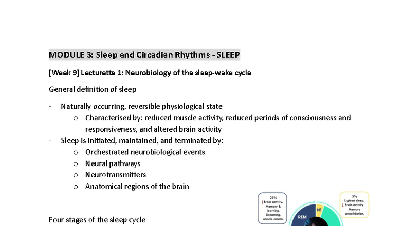 MOD 3: Neurobiology of Sleep and Circadian Rhythms Overview - Studocu