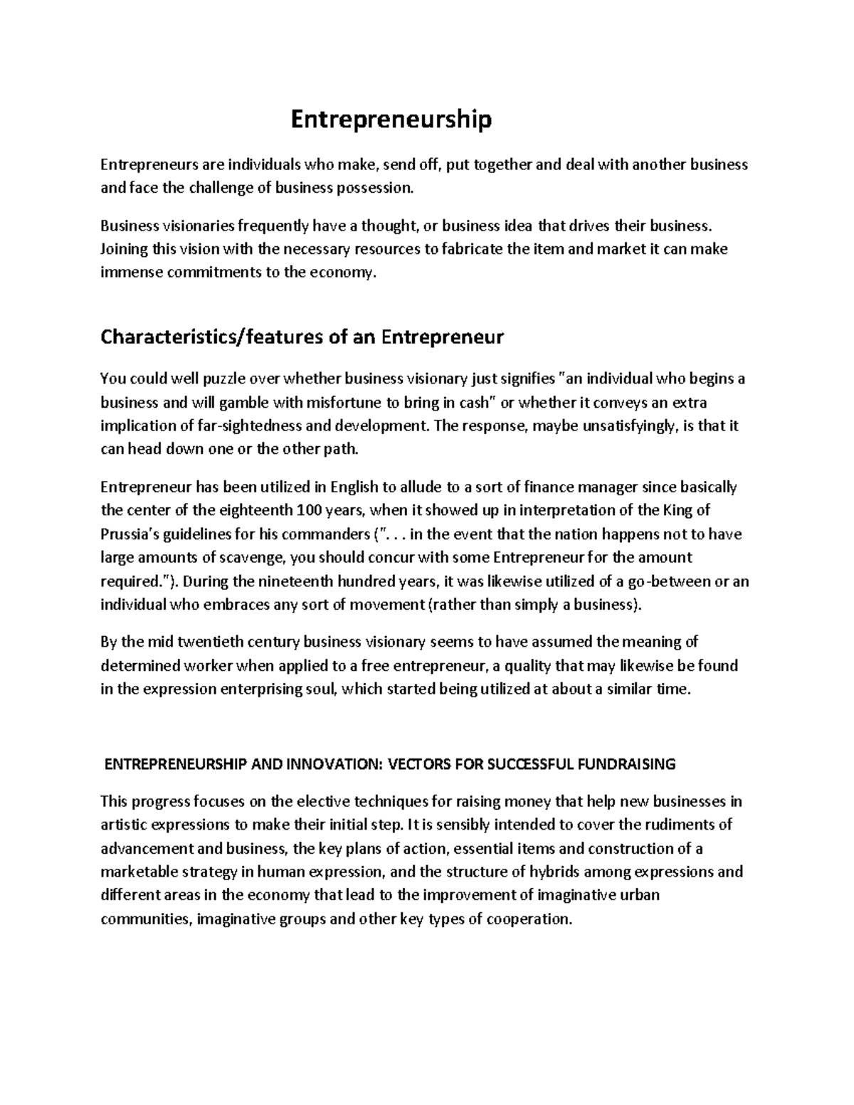Entrepreneurship Characteristics: Lecture Notes on Entrepreneurs - Studocu