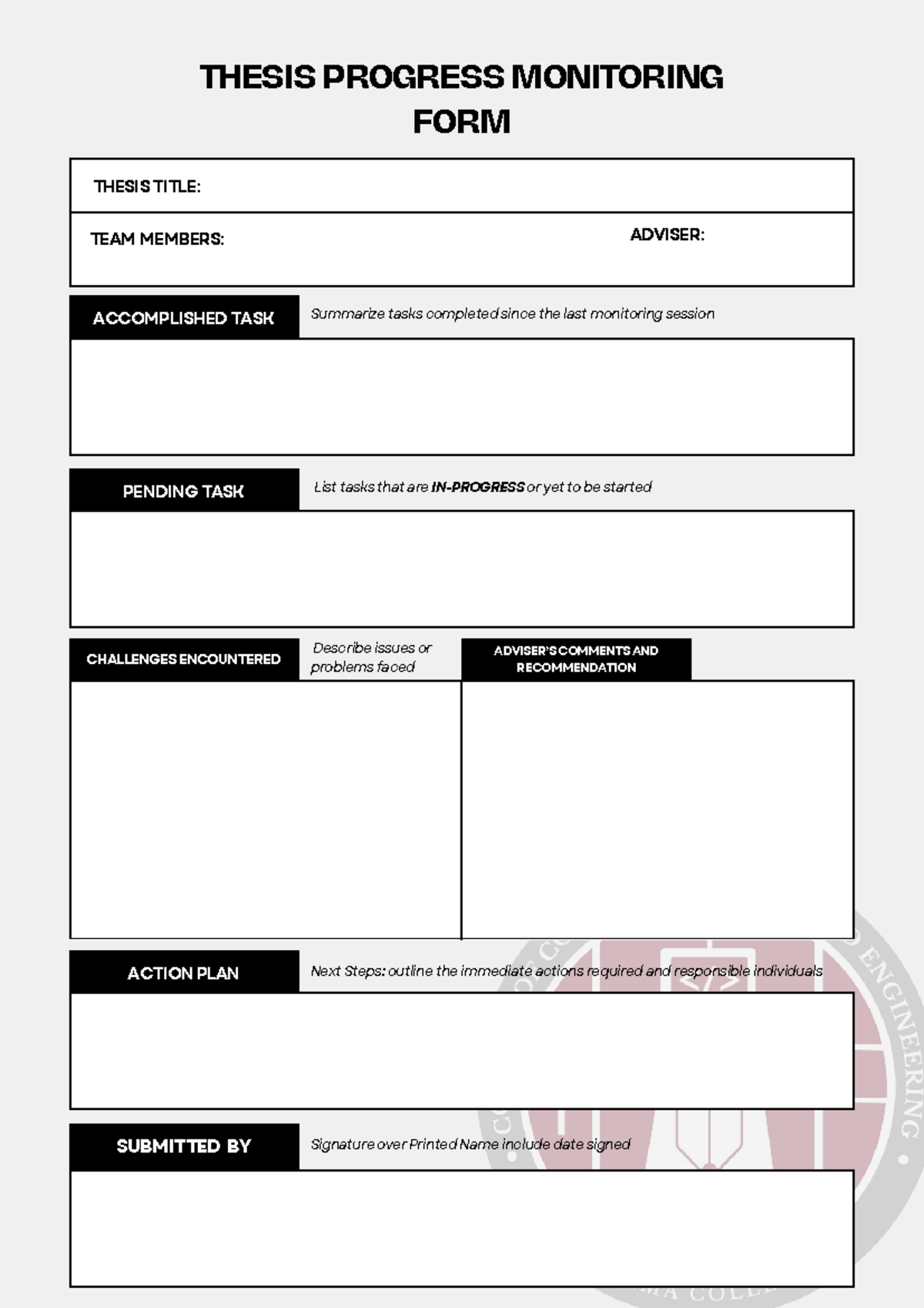 Thesis 2 Monitoring Report - THESIS PROGRESS MONITORING FORM THESIS ...
