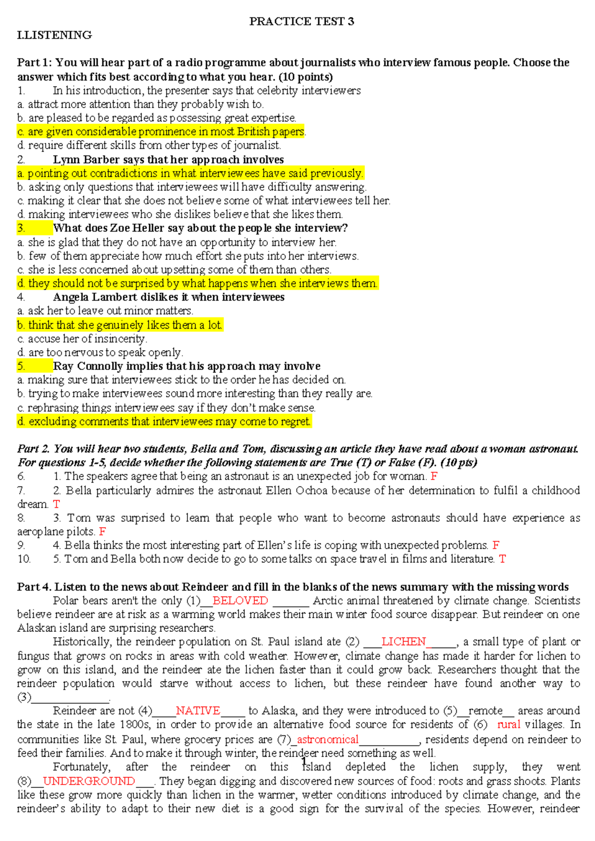 Practice Test 3: Listening and Grammar Activities for English ...