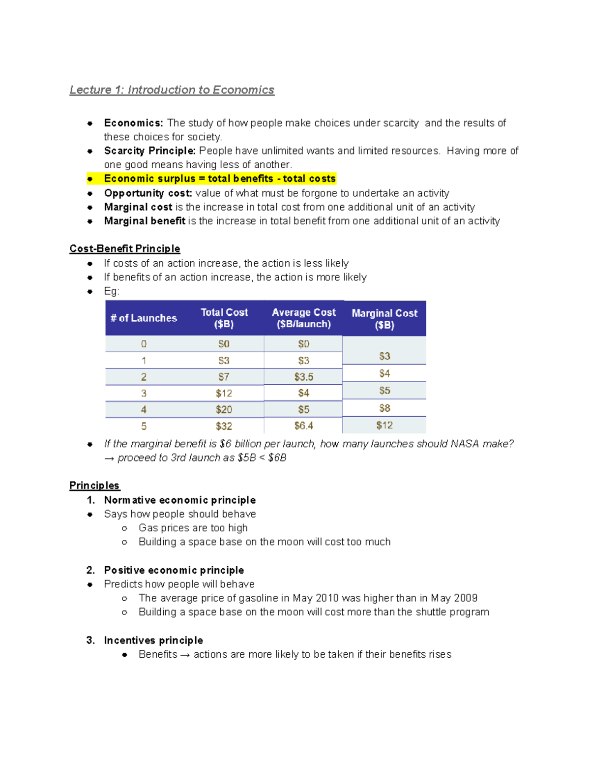 Econ 101 Quiz 1 Notes: Consolidation of Chapters 1-6 - Studocu