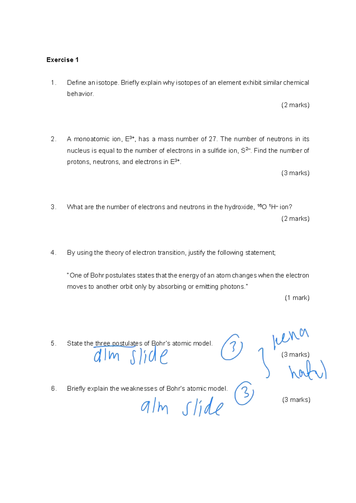 Chemistry 101: Isotopes, Atomic Models, and Quantum Numbers Exercises ...