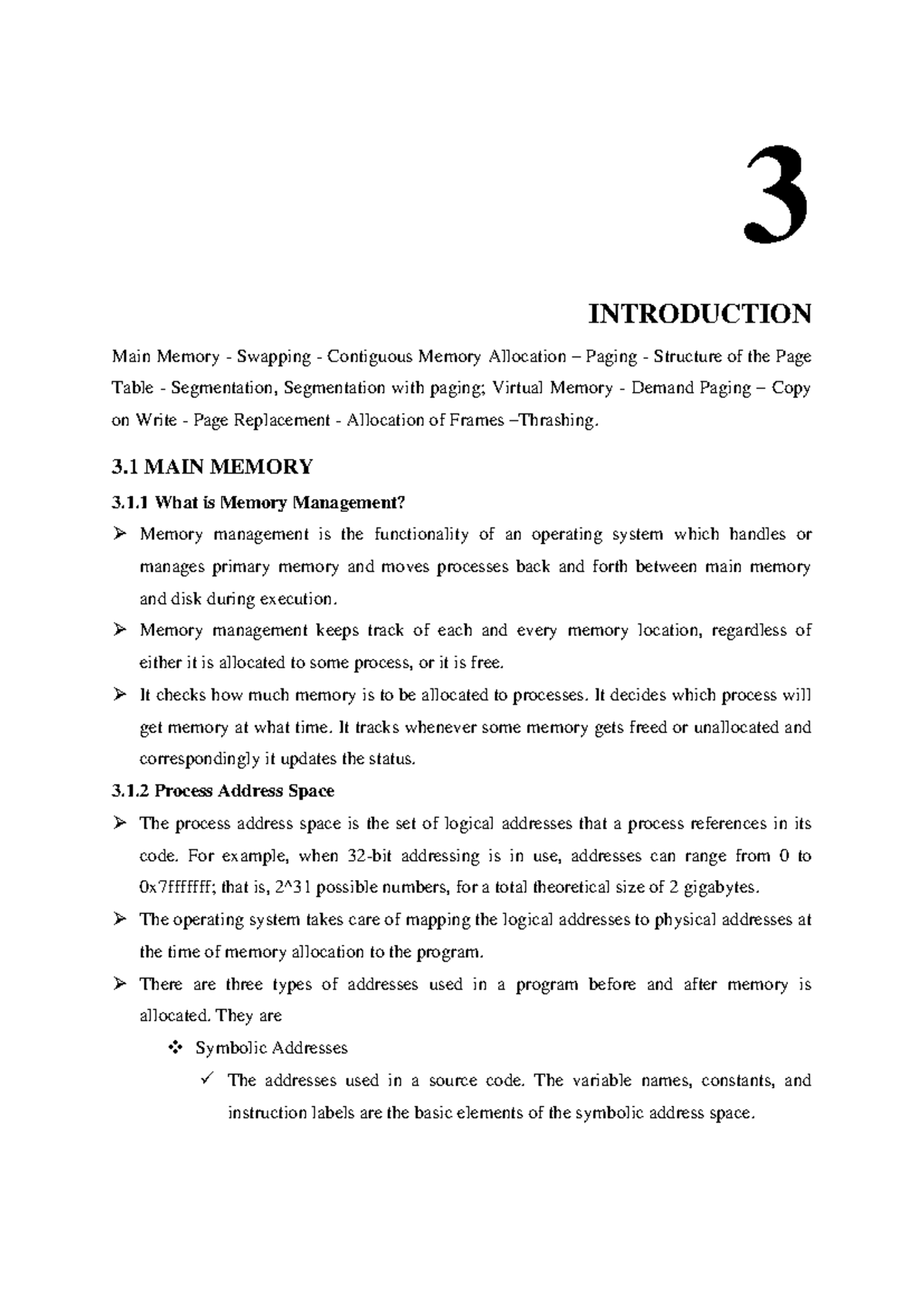 OS Unit 3 - Memory Management Techniques and Structures - Studocu