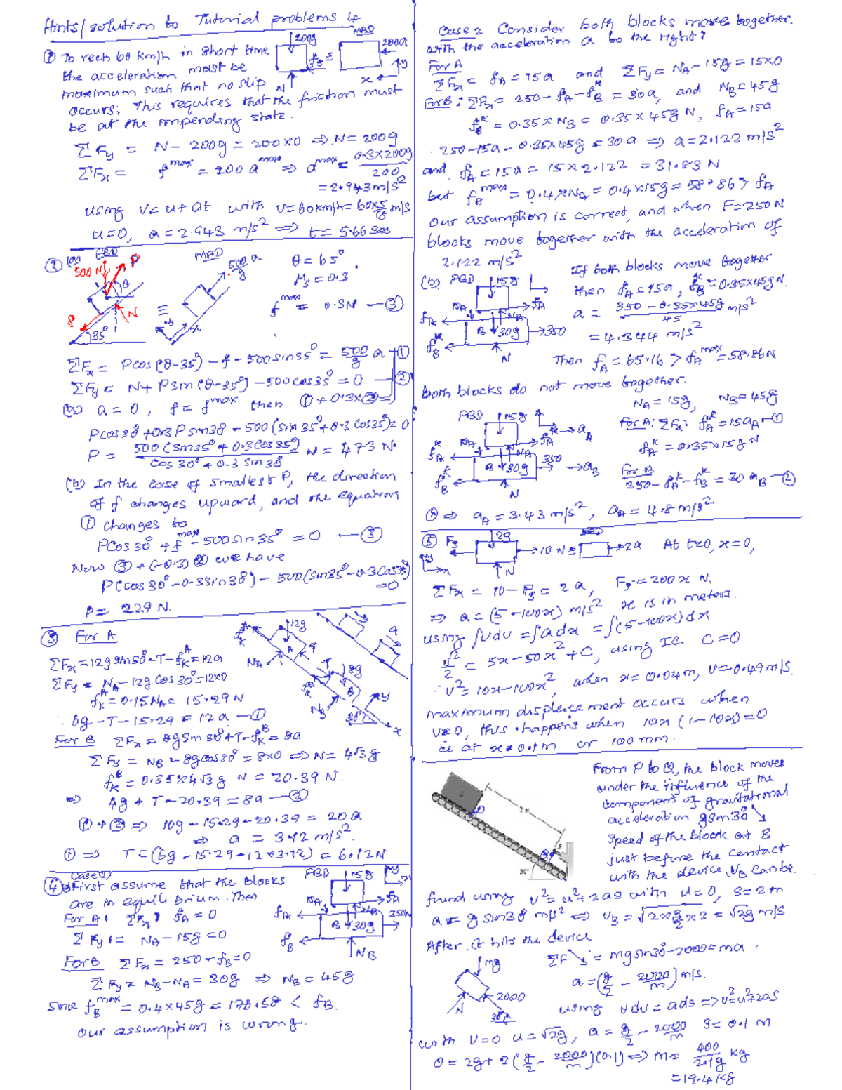 MAD 500 Case Study: Analyzing Block Movement and Forces - Studocu