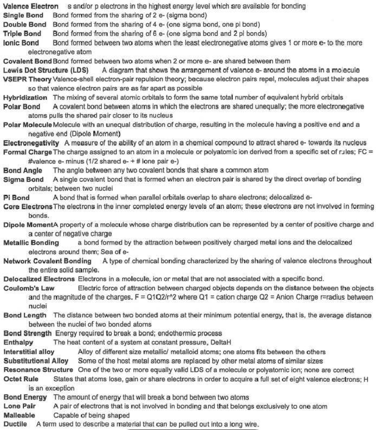 Midterm Essay Notes for CHEM101 - Understanding Chemical Bonds - Studocu
