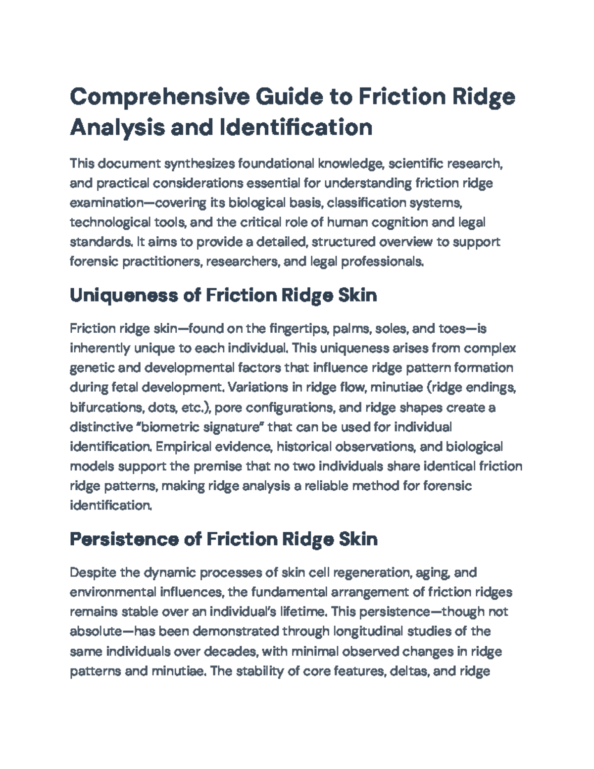 Comprehensive Guide to Friction Ridge Analysis and Identification ...