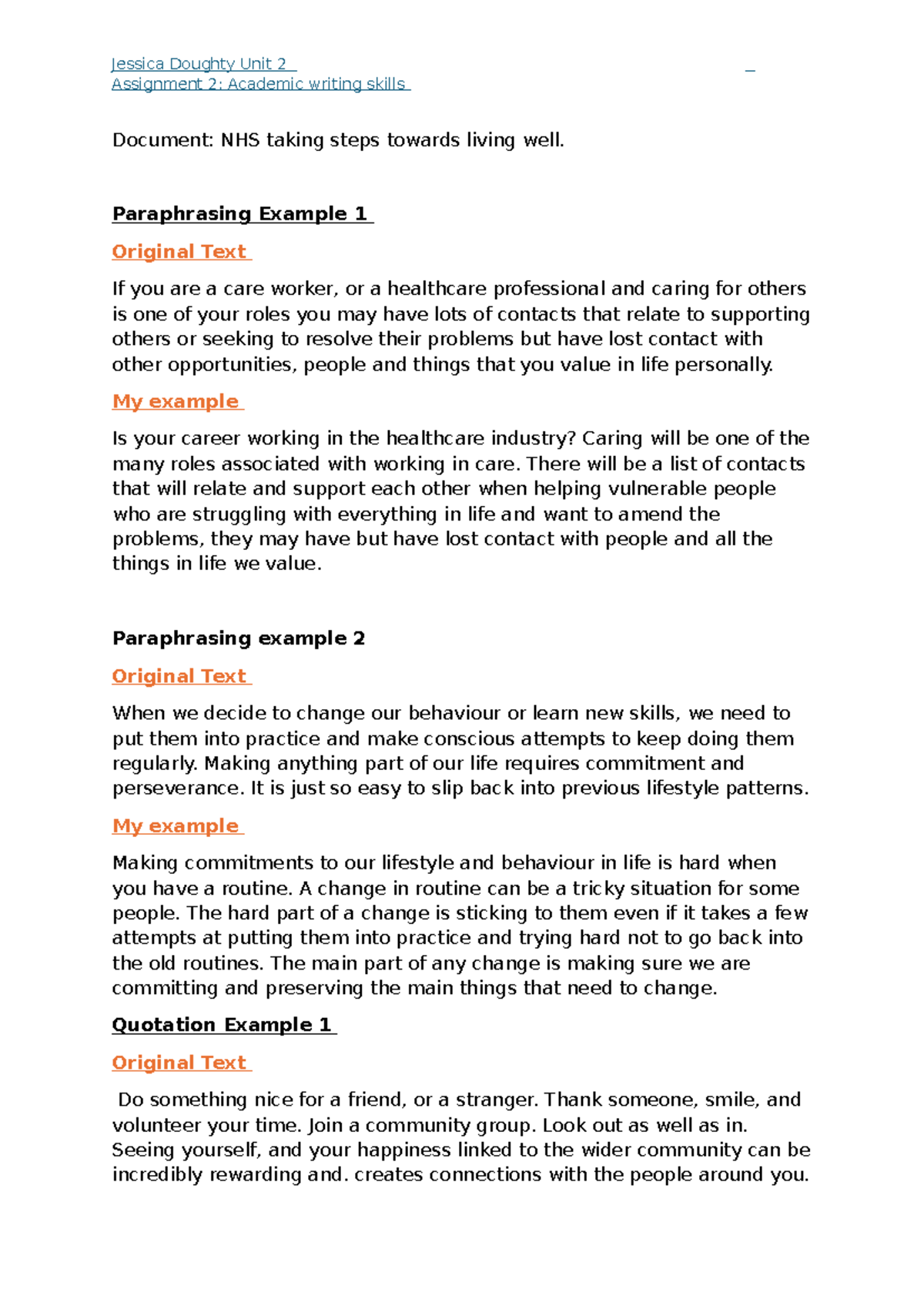 Unit 2 academic writng skills - Jessica Doughty Unit 2 Assignment 2 ...