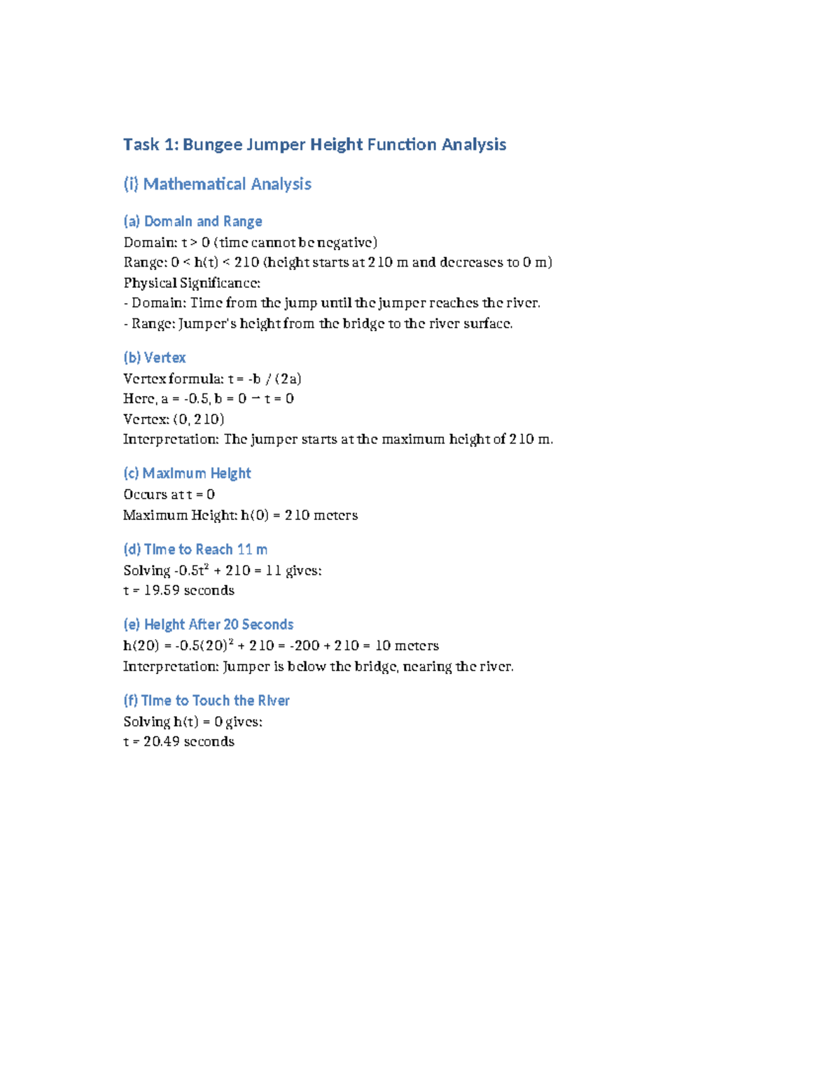 Math Assignment Unit 3: Bungee Jumper & Electricity Pricing Analysis ...