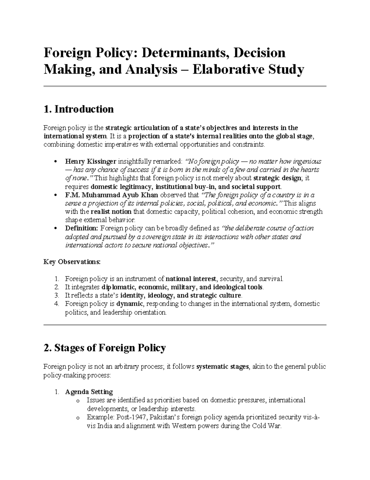 Foreign Policy Analysis: Determinants and Decision-Making Insights ...
