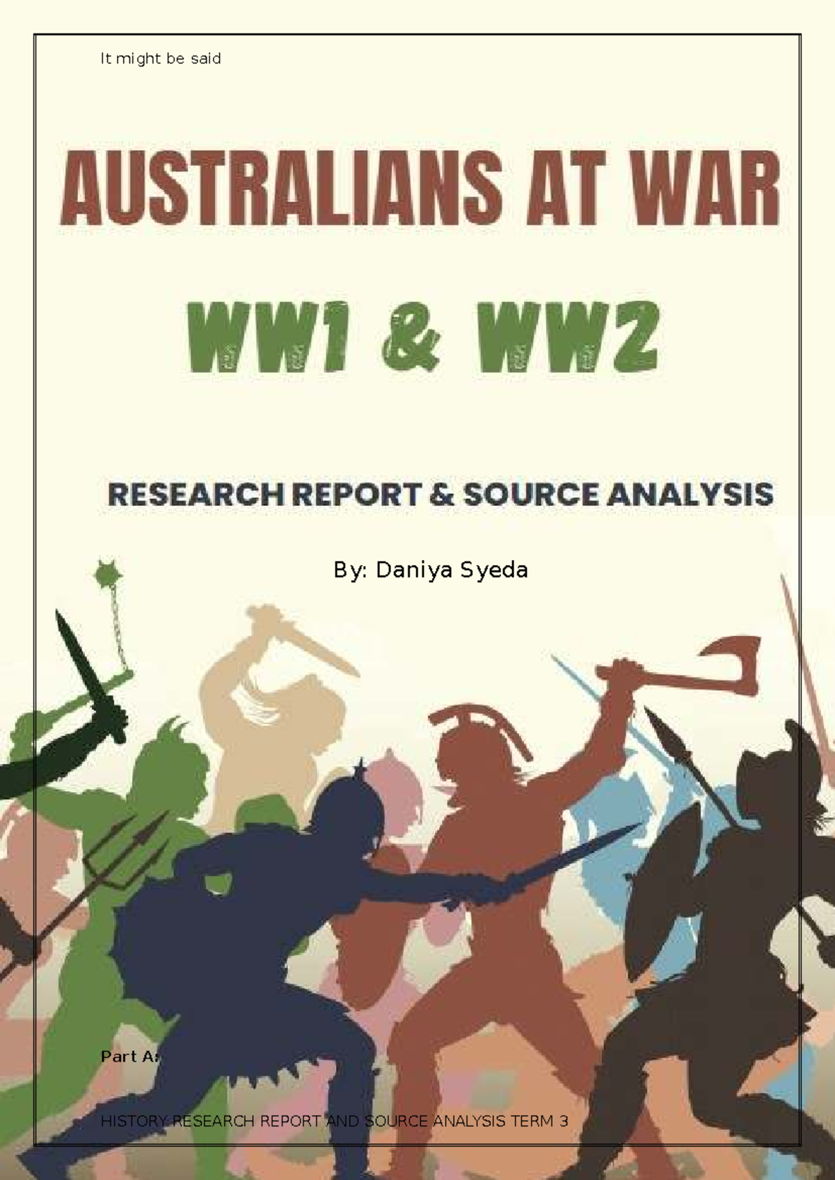 HIST 32024: WWI & WWII Impact on Australia - Research Report - Studocu