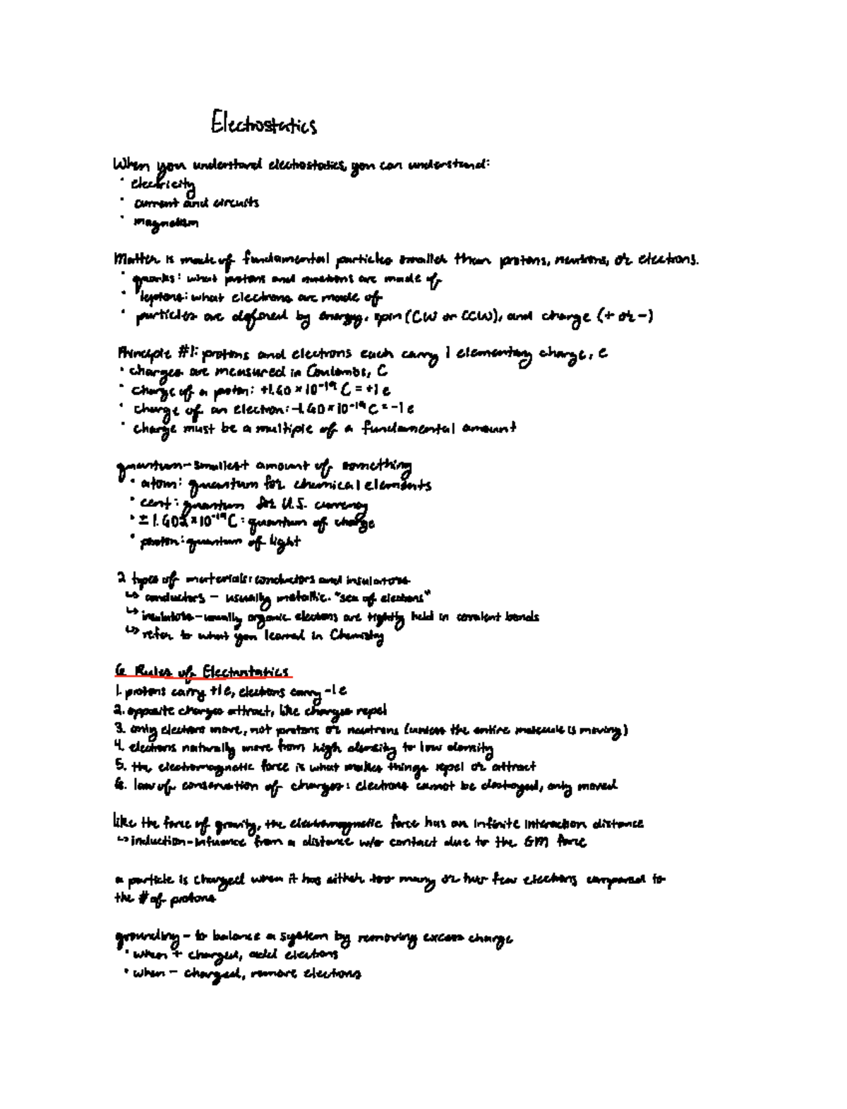 Electrostatics Lecture Notes: Fundamental Concepts and Principles - Studocu