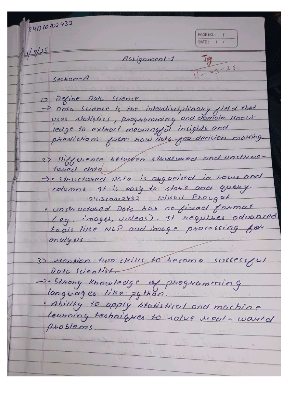 24B10102432 Data Science Overview and Applications - Class Notes - Studocu