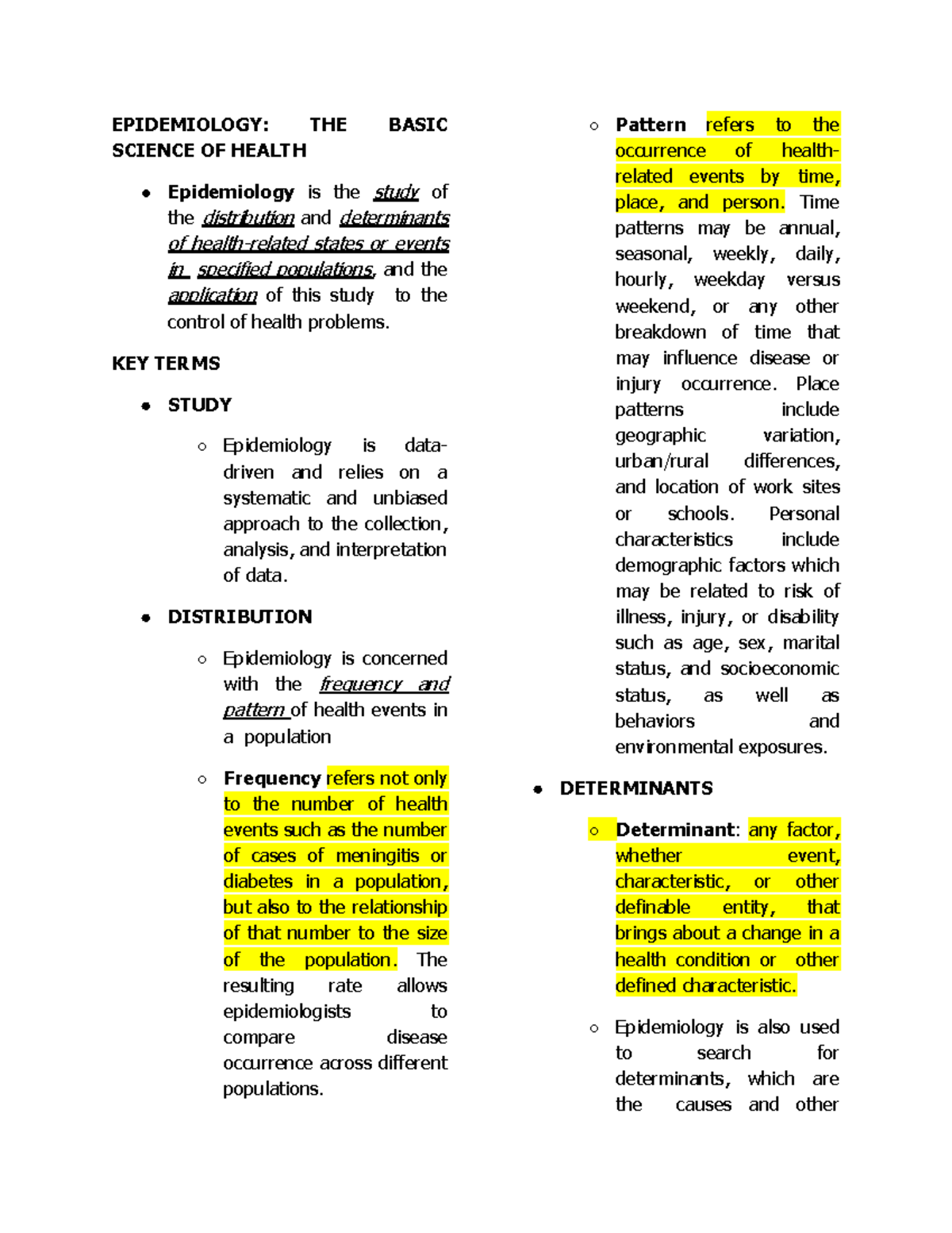 Introduction to Epidemiology: Key Concepts and Principles - Studocu