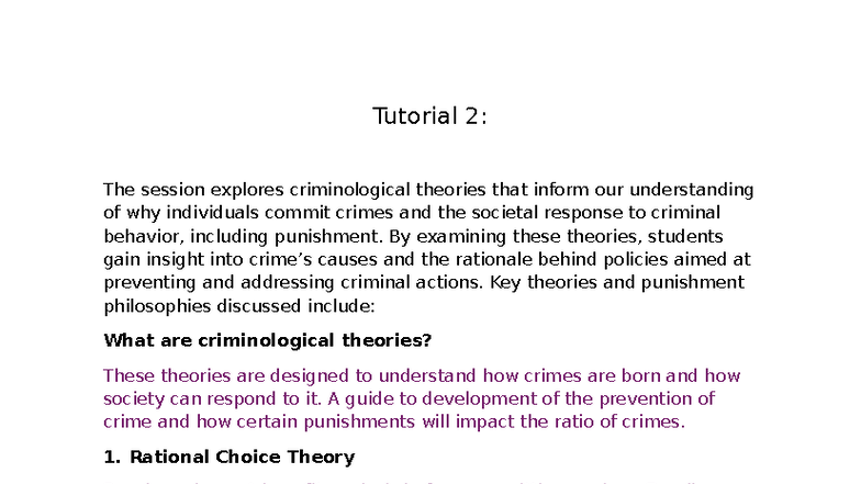 Tutorial 2: Criminological Theories and Punishment Philosophies ...