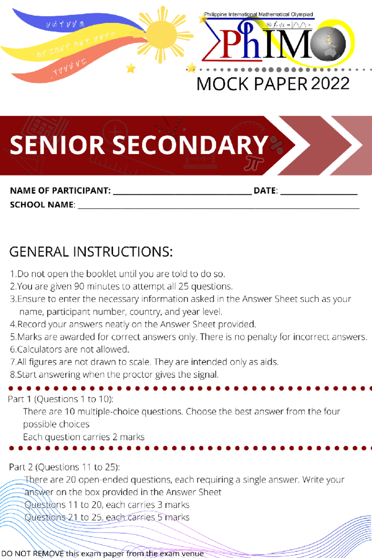 Phimo MOCK 2022 - Senior Secondary MCQs & Answer Key - Studocu