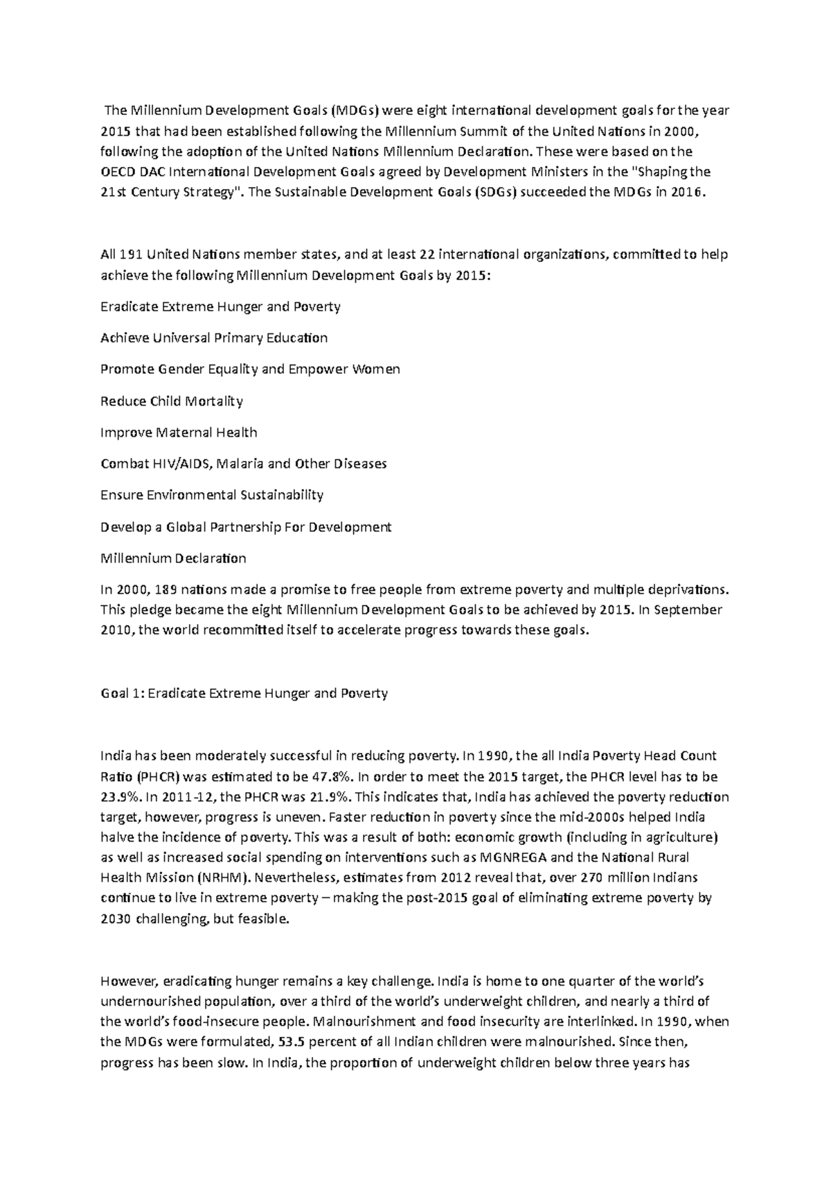 International framework for CSR - The Millennium Development Goals ...