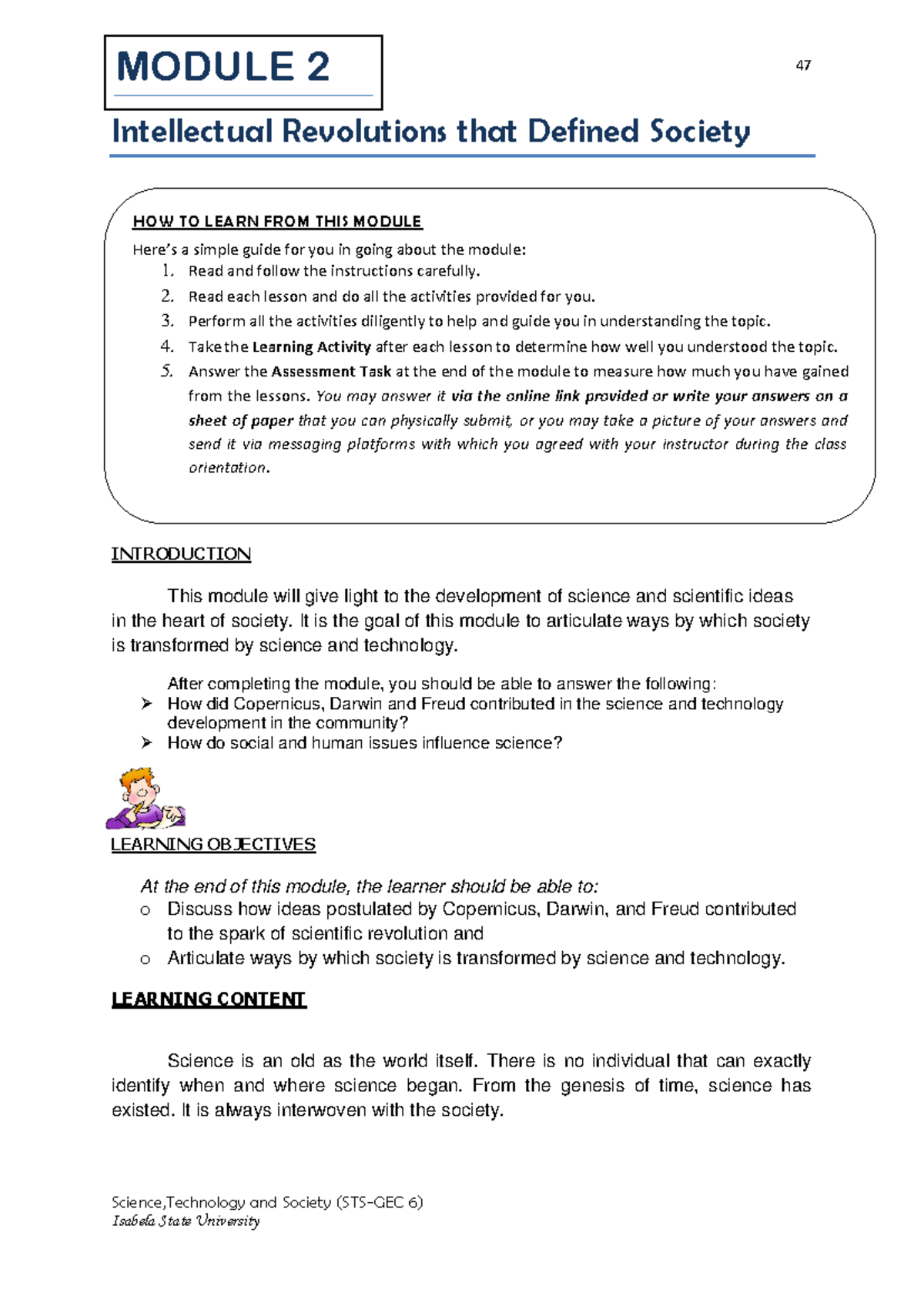 Science, Technology and Society STS-GEC 6: Intellectual Revolutions ...