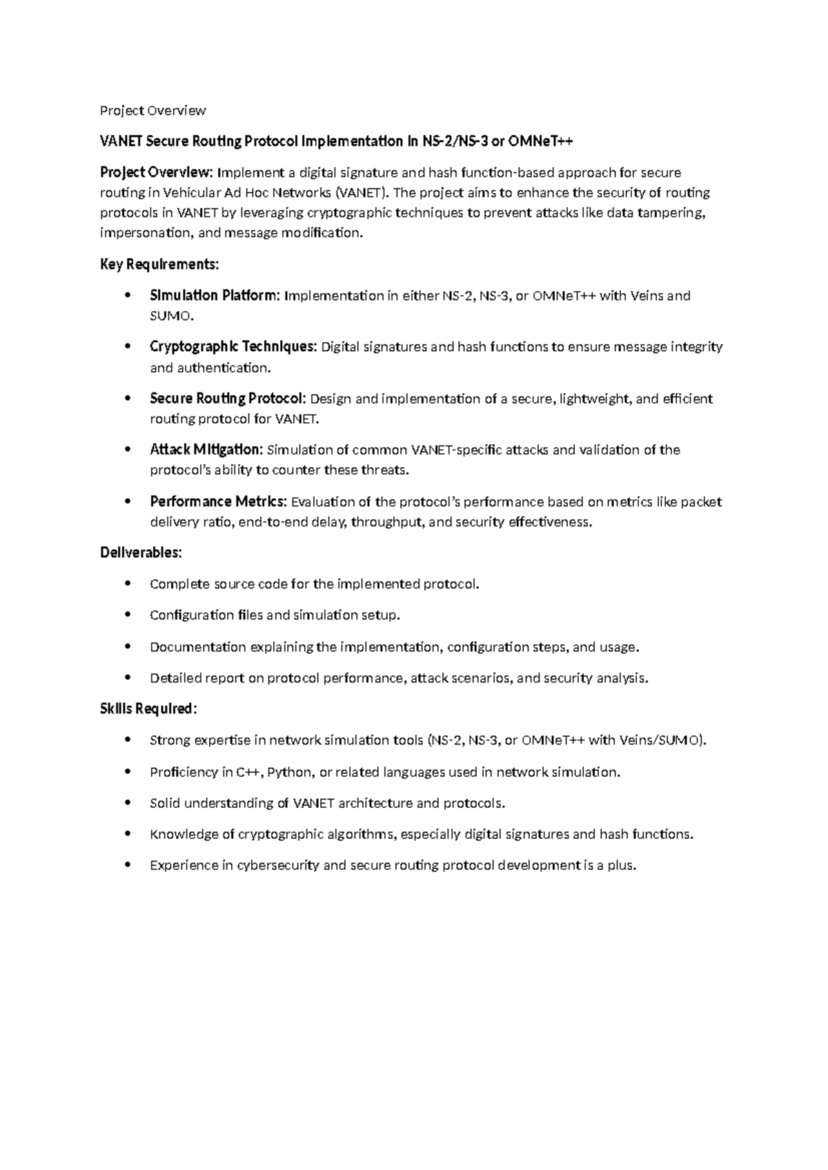 Project Overview: Secure Routing Protocol for VANET Implementation ...