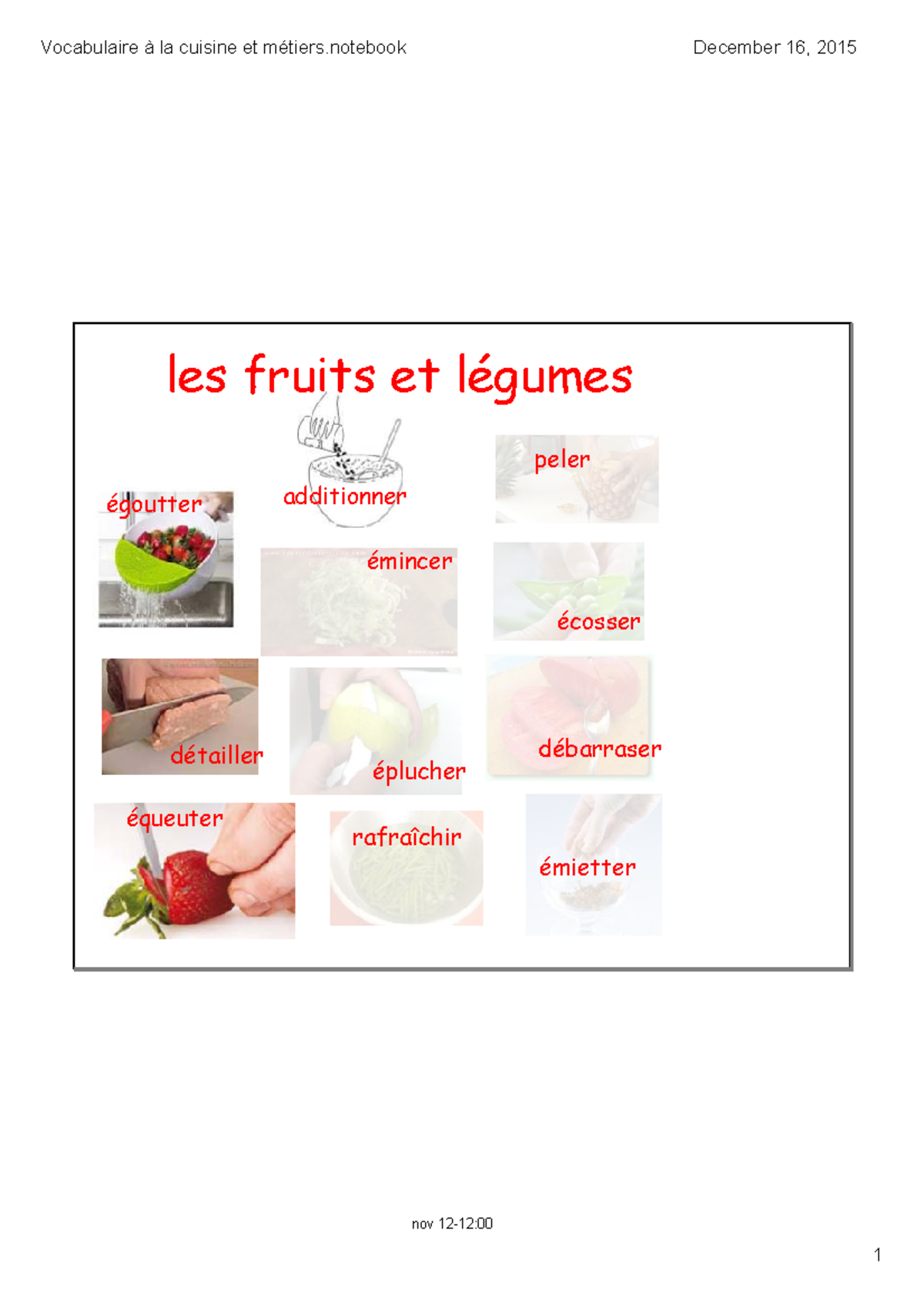 Lexique cuisine et métiers - nov 1212: les fruits et légumes ...