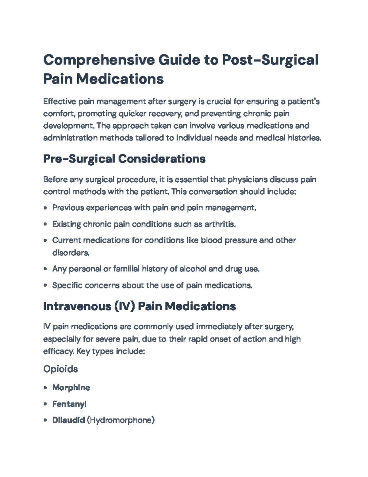 Comprehensive Guide to Post-Surgical Pain Medications and Management ...