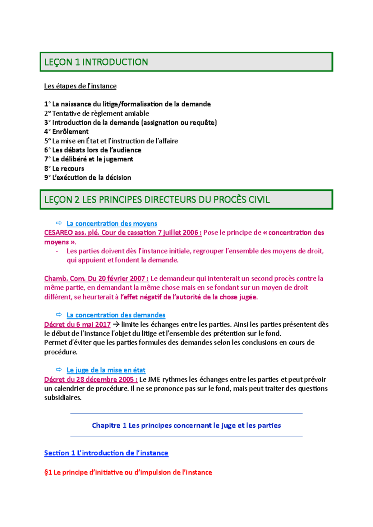 PROCÉDURE CIVILE - FICHE RÉSUMÉ DES PRINCIPES ET ÉTAPES - Studocu