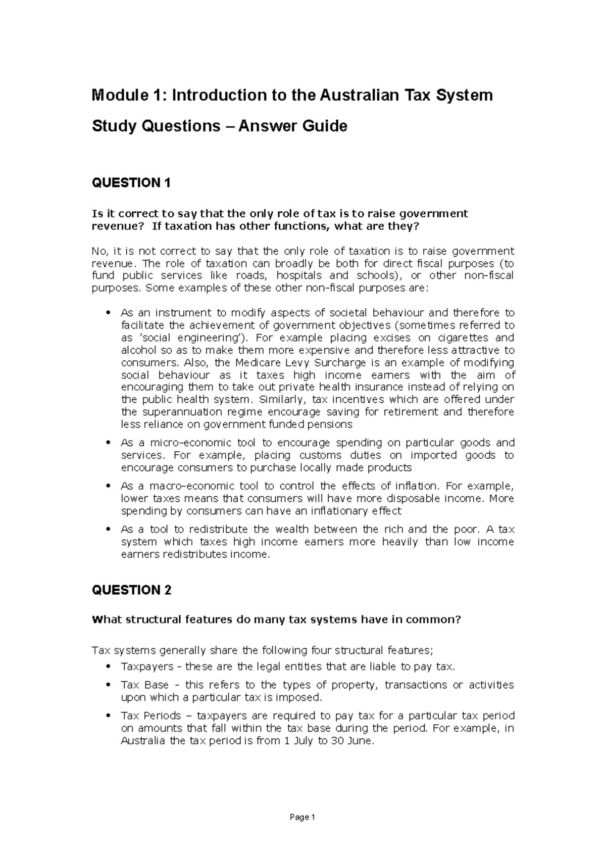 Module 1 - Study Questions - Answer Guide - Module 1: Introduction to ...