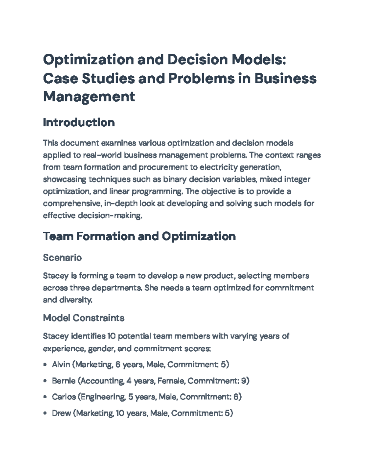 Optimization and Decision Models in Business Management: Case Studies ...