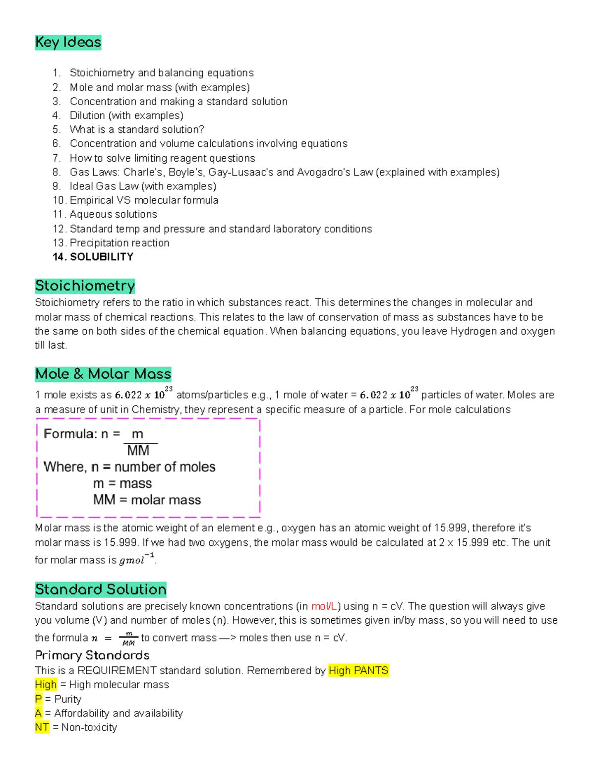 Chemistry Module 2 & 3: Stoichiometry, Gas Laws, & Reactions - Studocu
