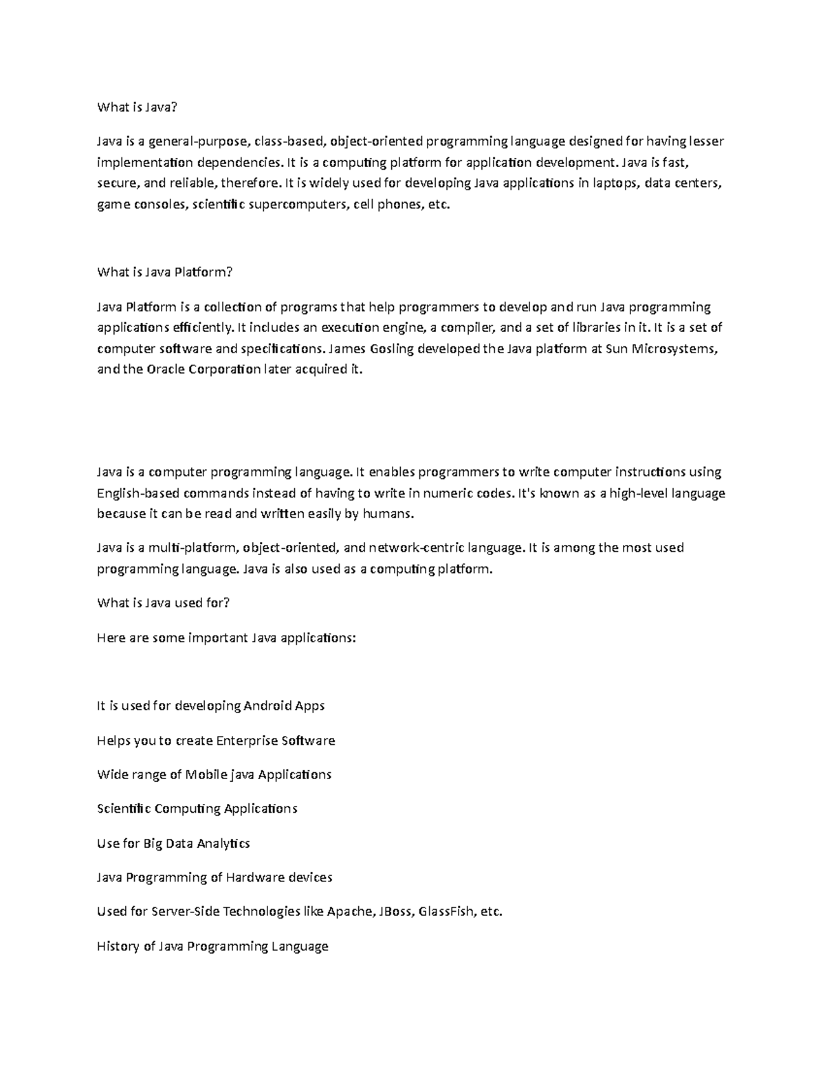 What is Java - Define Java - What is Java? Java is a general-purpose ...