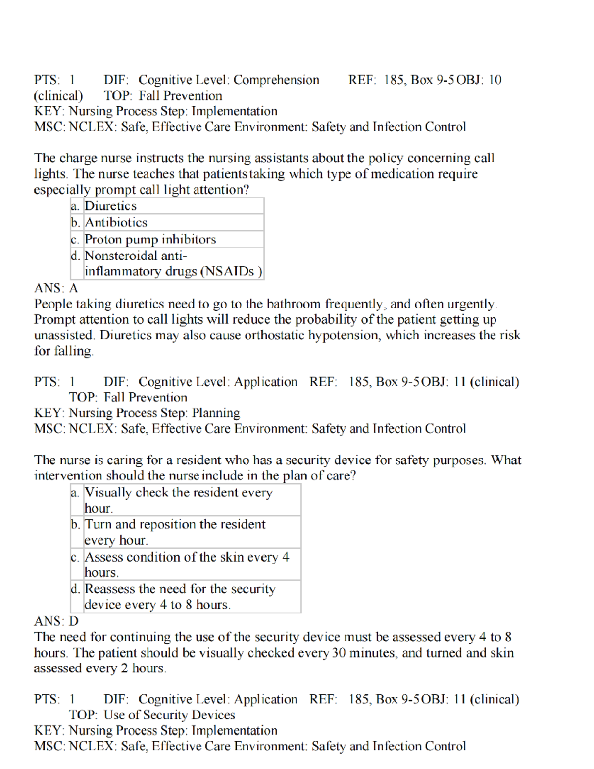 NCLEX Test Bank: Fall Prevention & Security Devices in Med-Surg Nursing ...
